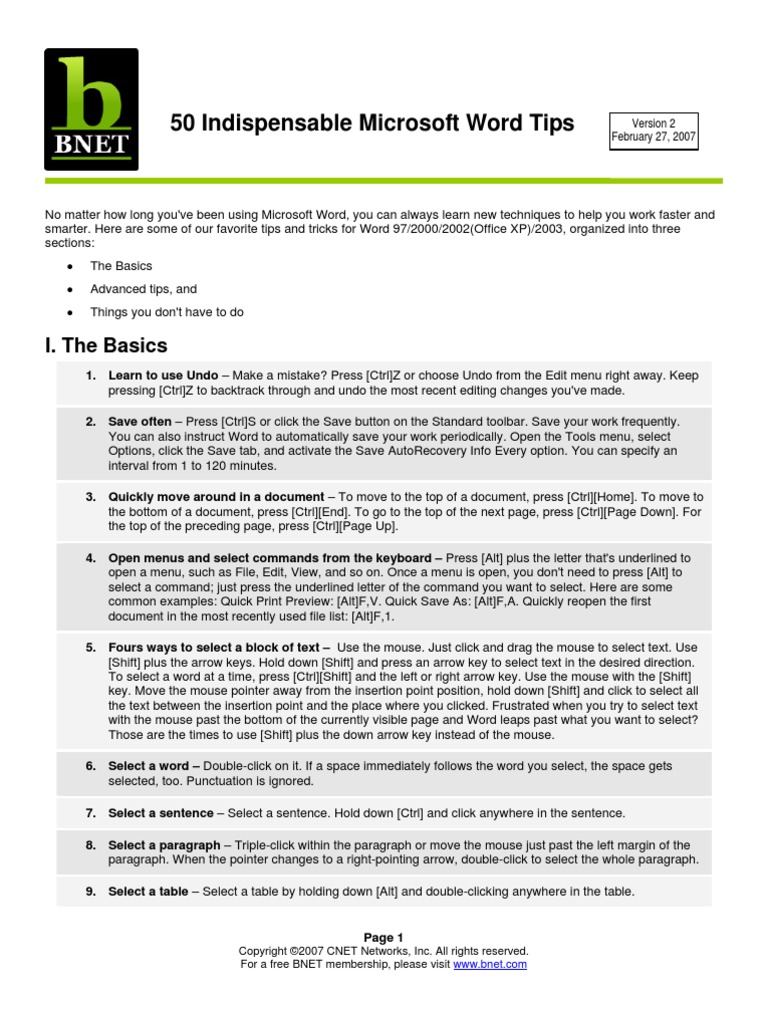 Indispensable Word Tips | PDF