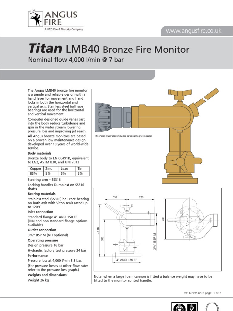 Angus (Fire Monitor) | PDF | Nozzle | Bearing (Mechanical)