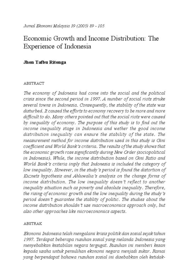 Economic Growth N Income Distribution | PDF | Income Distribution ...