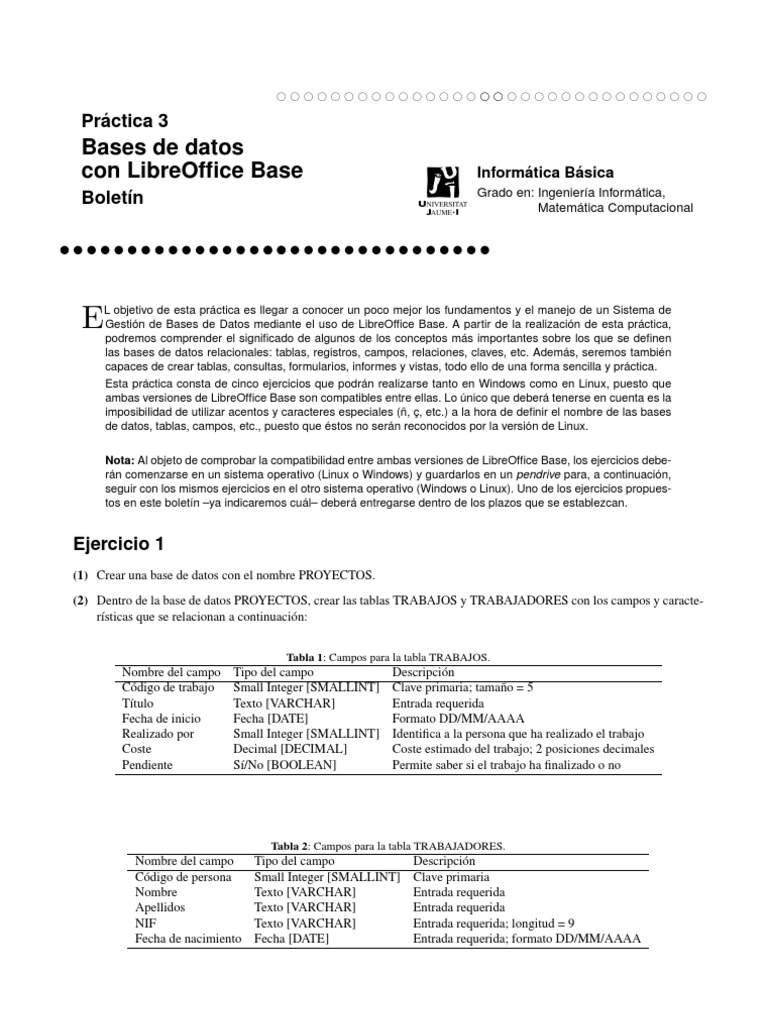 Boletín Bases de Datos | PDF | SQL | Tabla (base de datos)