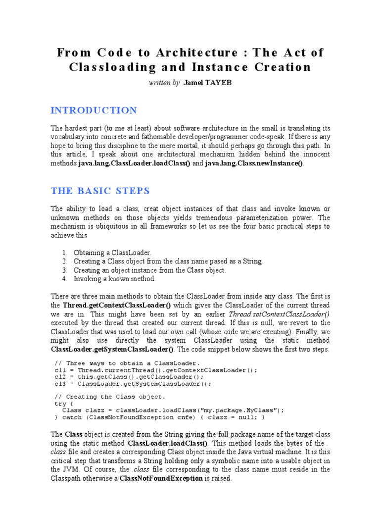 Dynamic Class Loading Pdf Class Computer Programming Method Computer Programming