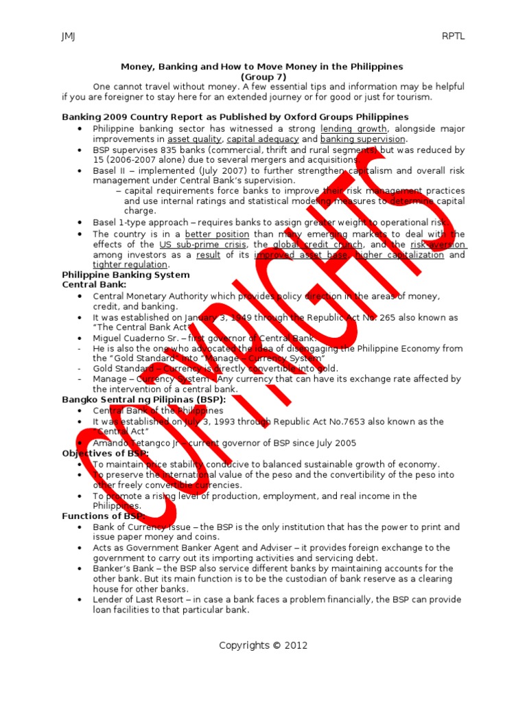 Philippine Banking System (ECO REPORT) | PDF | Monetary Policy ...