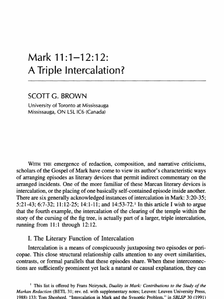 MK 11 - A Triple Intercalation | PDF | Gospel Of Mark | Covenant (Biblical)