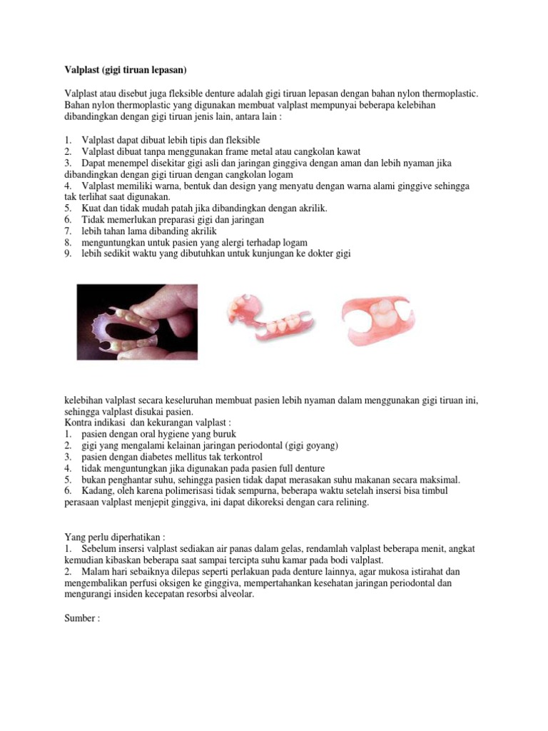 Kelebihan dan Kekurangan Gigi Palsu Valplast | PDF