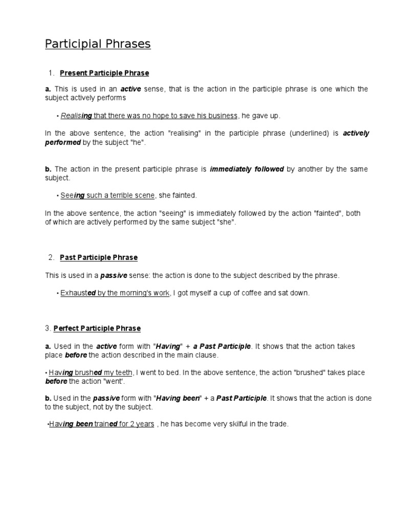 Participial Phrases | PDF | Language Arts & Discipline | Self-Improvement