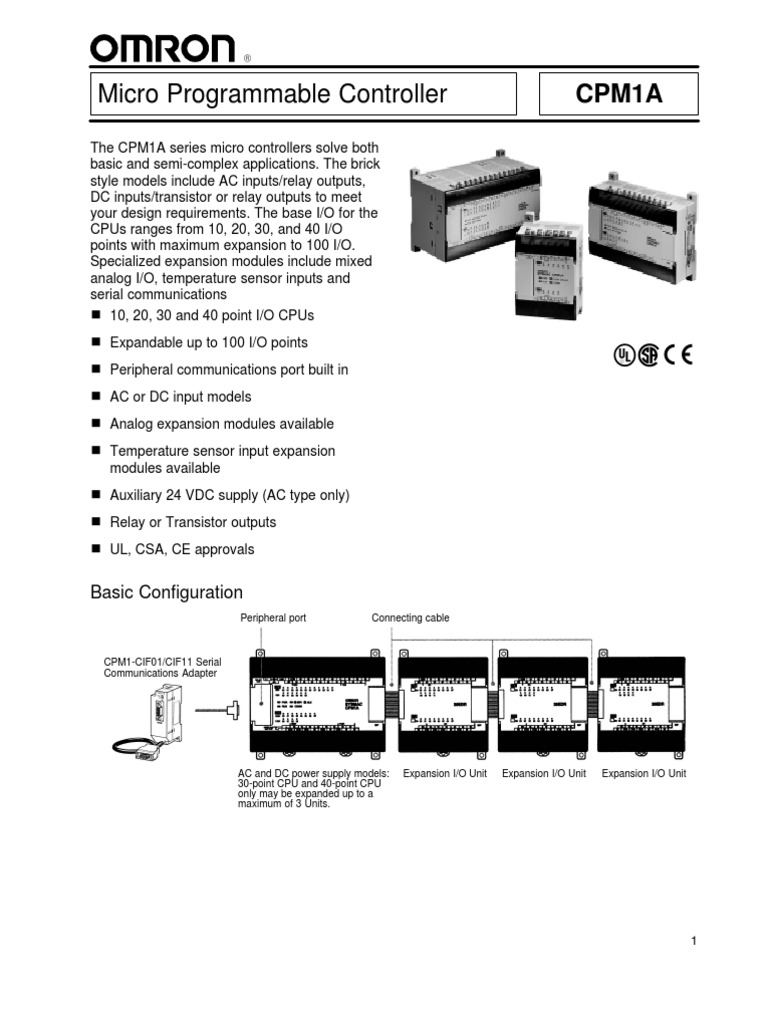 Manual Cpm1a | PDF | Power Supply | Input/Output
