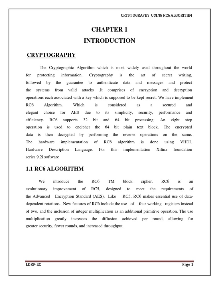 FINAL REPORT Cryptography | Download Free PDF | Vhdl | Cryptography