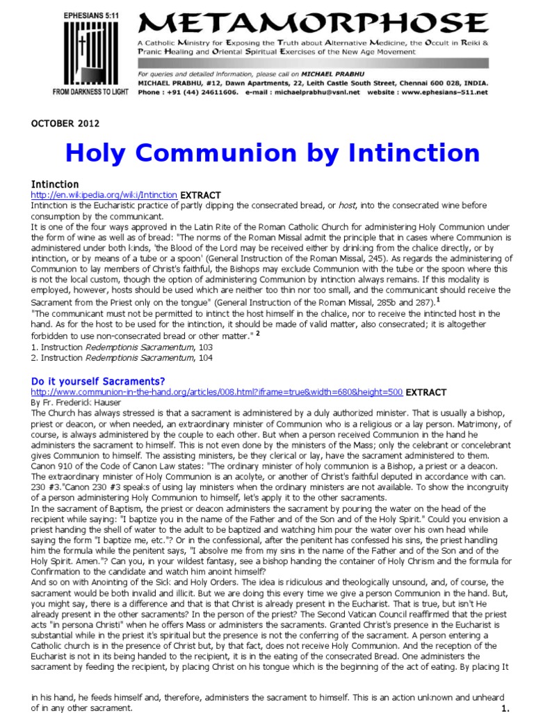 Holy Communion by Intinction Self-Communication and Holy Communion ...