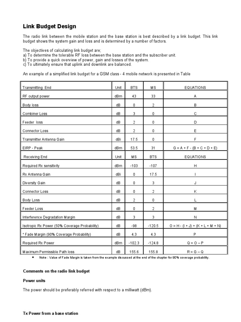 2G Link Budget Design | PDF | Decibel | Antenna (Radio)
