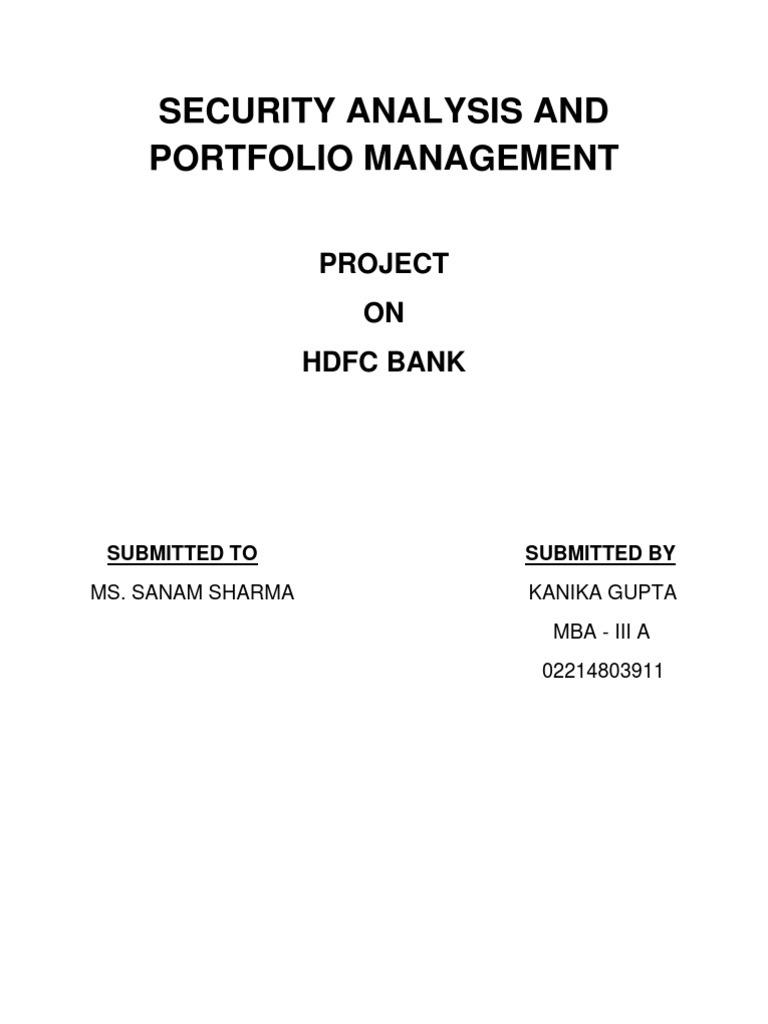 HDFC Bank Security and Portfolio Analysis | PDF | Banks | Stocks