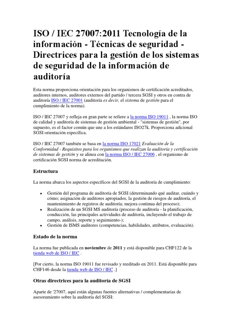 Iso 27007,10,11 | PDF | Seguridad de información | Auditoría