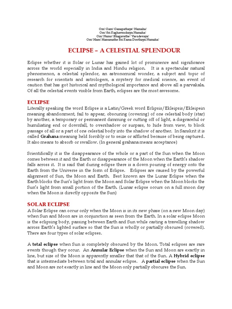 Solar Ecllipse | PDF | Solar Eclipse | Eclipse