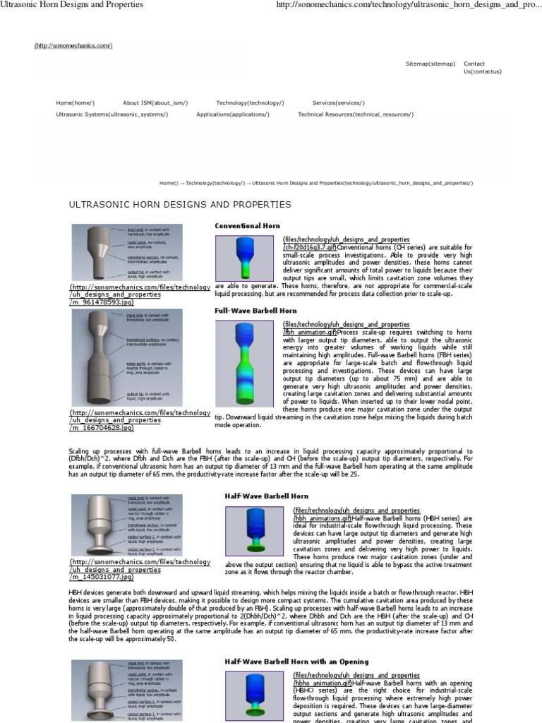 Ultrasonic Horn Designs and Properties | Ultrasound | Chemistry