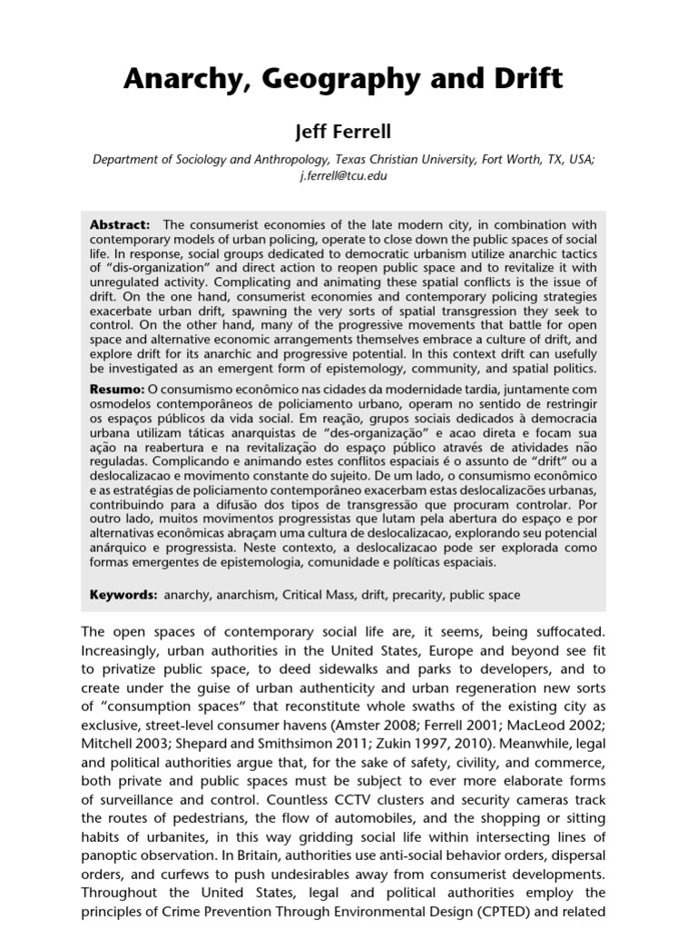 Anarchy, Geography and Drift | PDF | Homelessness | Democracy