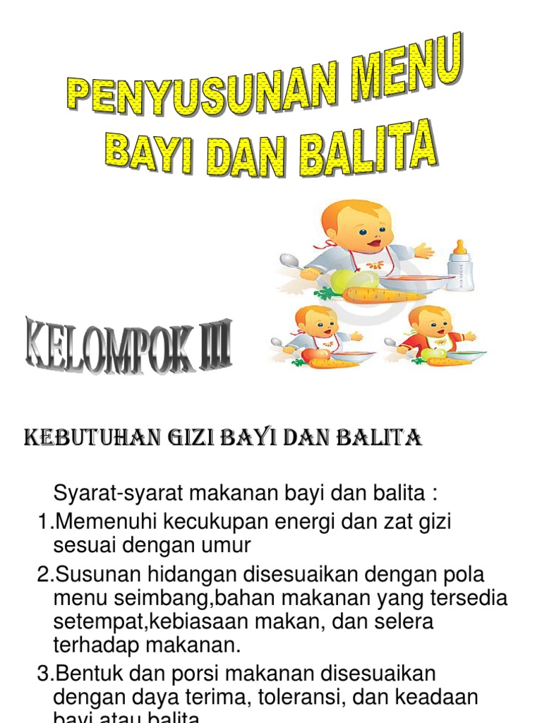 Menu Bayi Balita | PDF