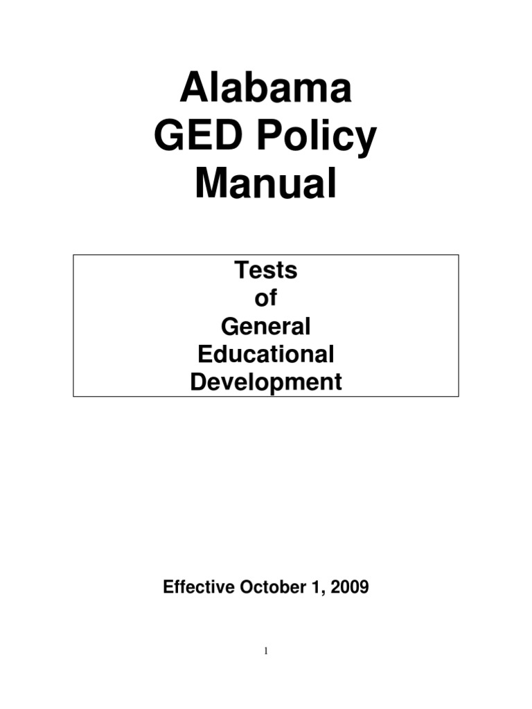 Alabama GED Policy Manual | PDF | General Educational Development ...