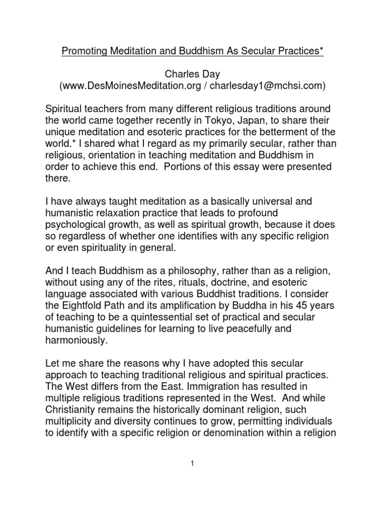 Secular Meditation and Buddhism | PDF | Meditation | Relaxation ...