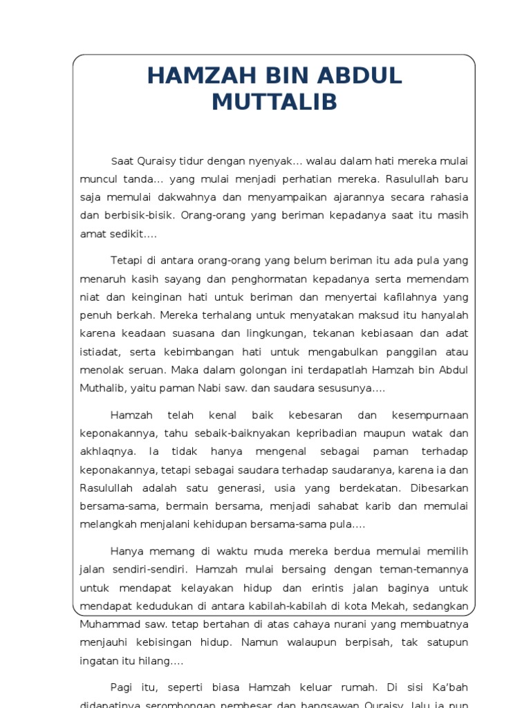 Hamzah Bin Abdul Muttalib | PDF