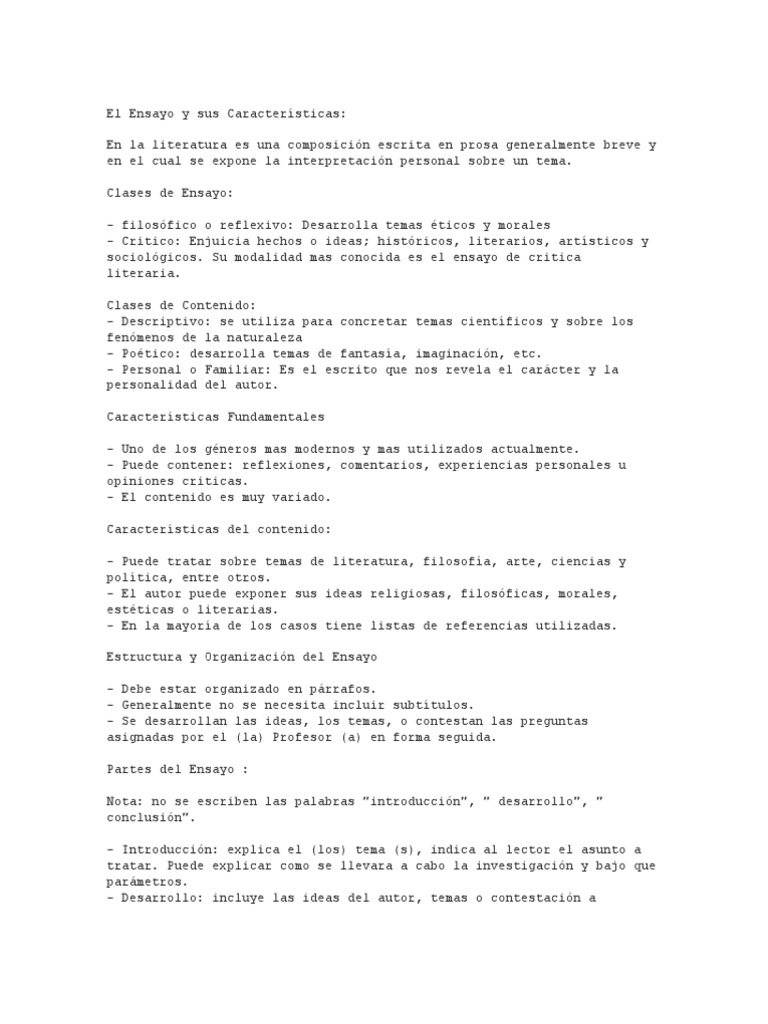 El Ensayo y Sus Características | PDF | Ensayos | Science