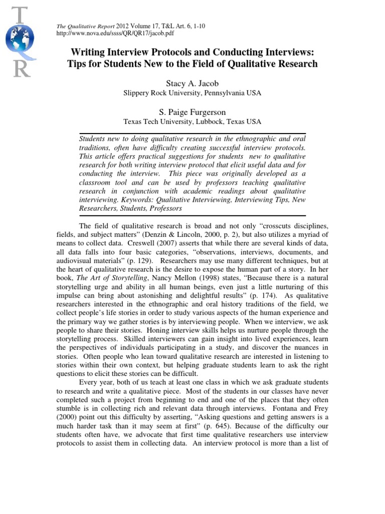 Tips For Writing Interview Protocols and Conducting Interviews | PDF ...