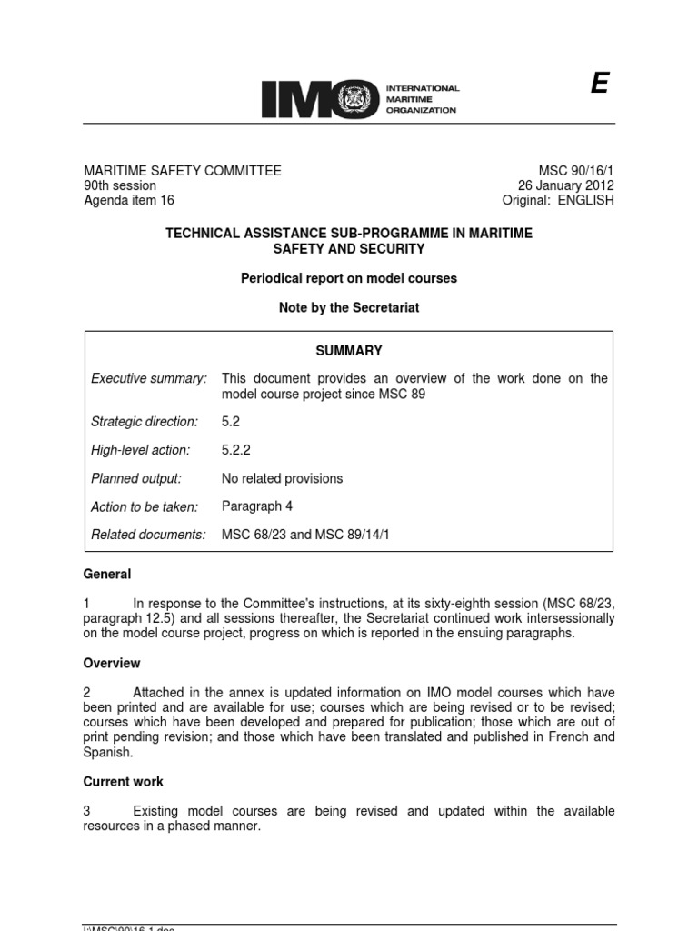 IMO Model Course 3.11 | PDF | Ships | Sea Captain