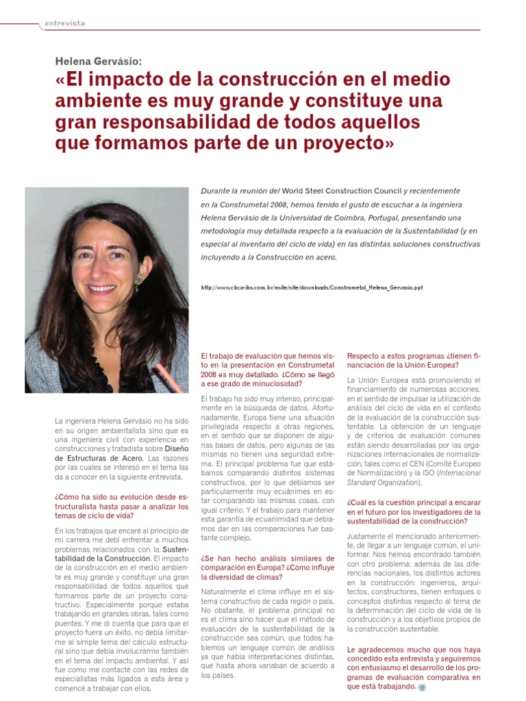 Helena Gervásio: Sustentabilidad en Construcción | PDF | Evaluación del ...
