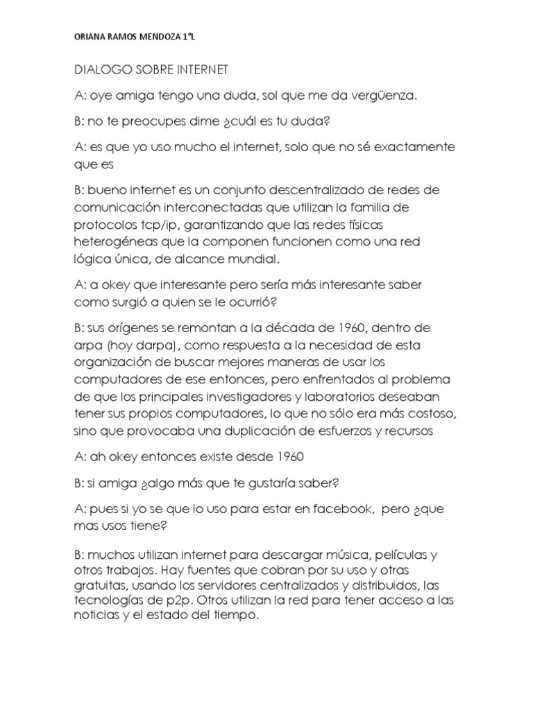 Diálogo sobre Internet y sus Usos | PDF | Internet | Red de computadoras