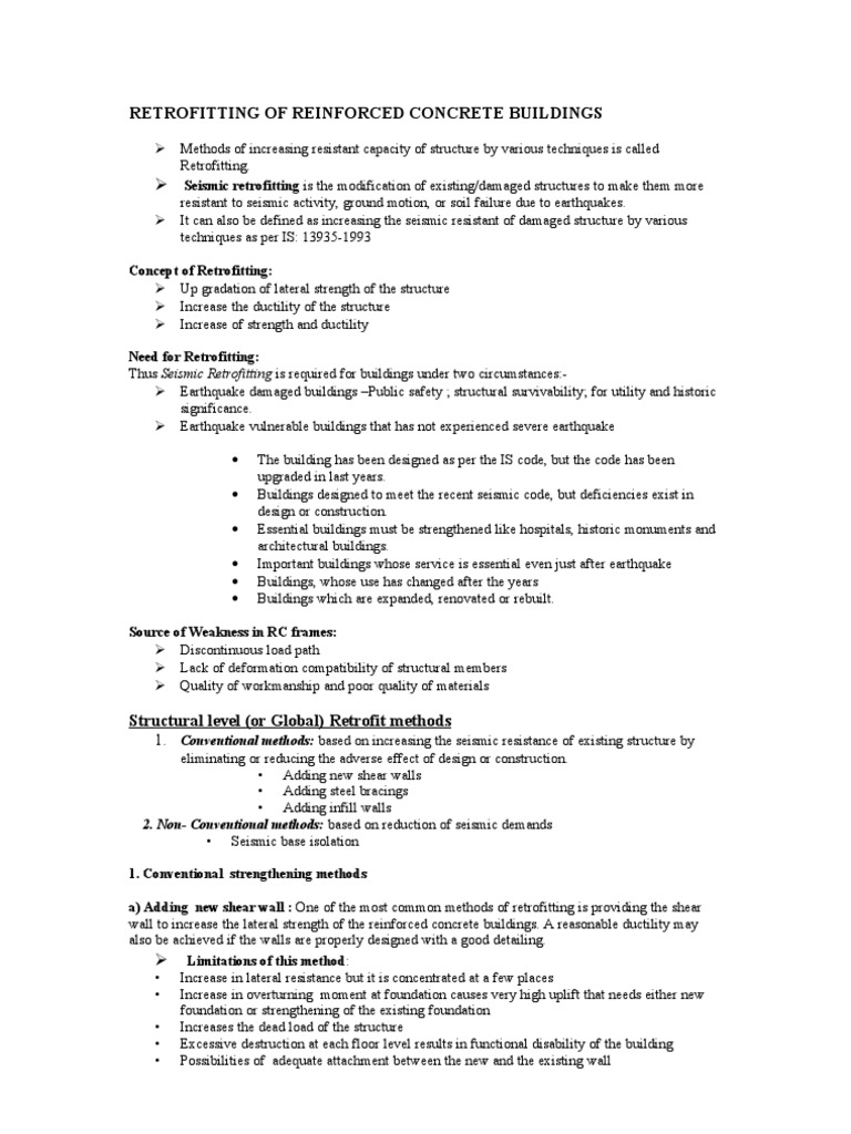 Retrofitting of Reinforced Concrete Buildings | PDF | Reinforced ...