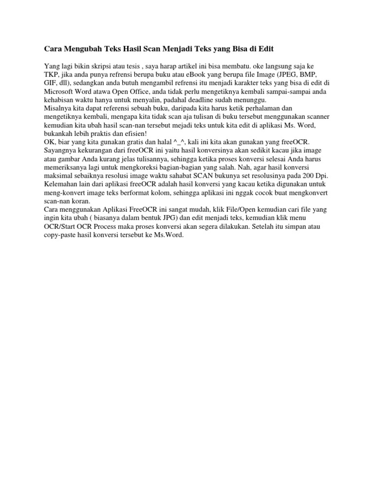 Cara Mengubah Teks Hasil Scan Menjadi Teks Yang Bisa Di Edit | PDF ...