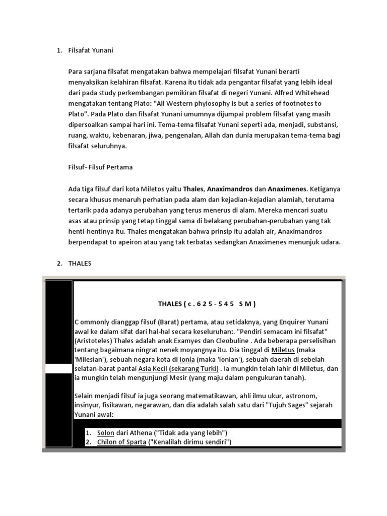 Thales: Filsuf Pertama dari Miletus | PDF | Ilmu Sosial