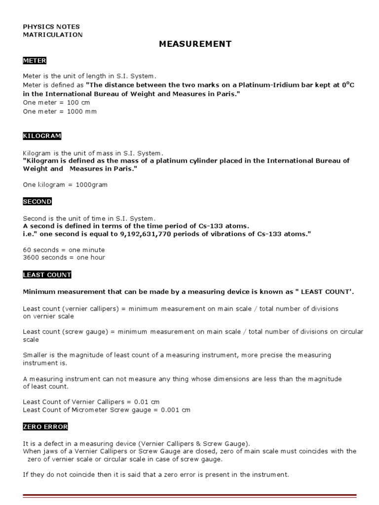 Physics Notes | PDF | Observational Error | Euclidean Vector