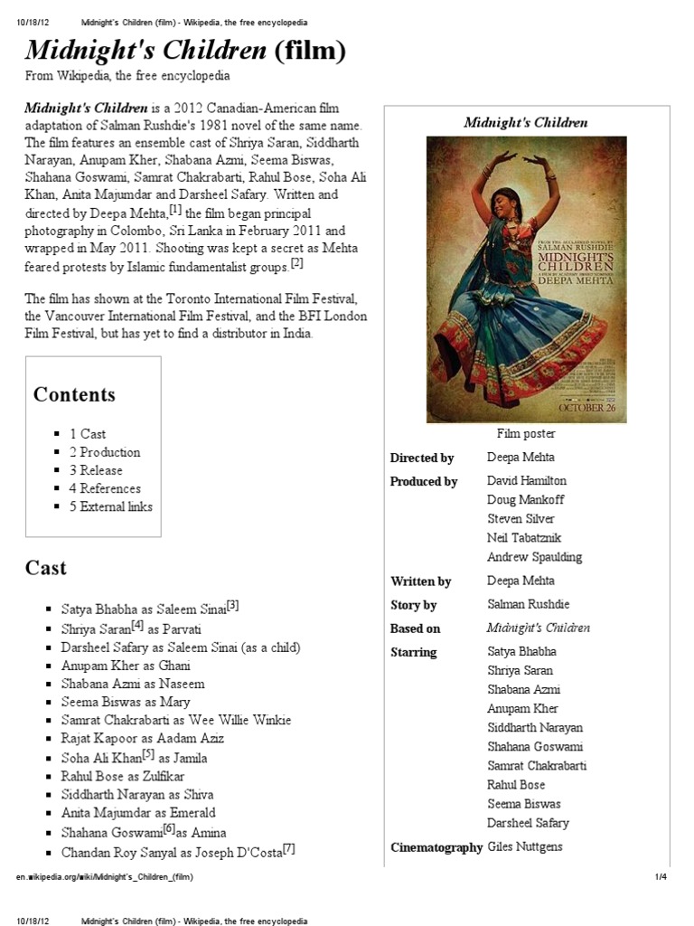 Midnight's Children (Film) - Wikipedia, The Free Encyclopedia | PDF