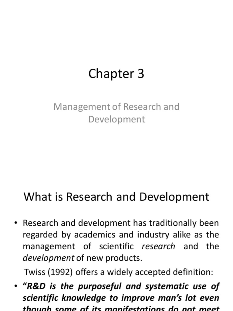 CH 3 (Management of Research and Development) | PDF | Research And ...