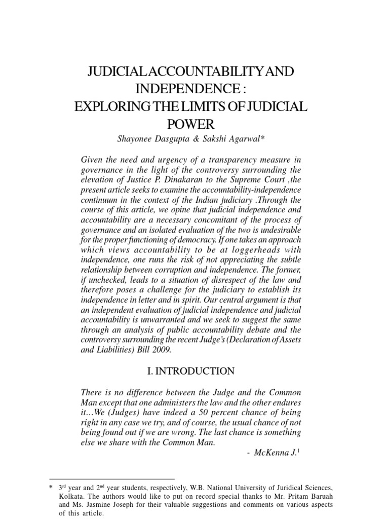 Judicial Accountability and Independece | PDF | Judiciaries ...