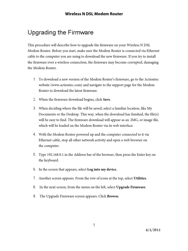GT784WN NCS Firmware Upgrade Instructions | PDF | Modem | Router ...