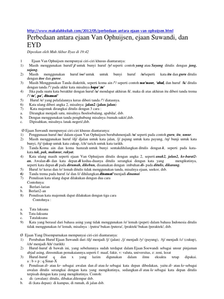 Perbedaan Ejaan Soewandi | PDF