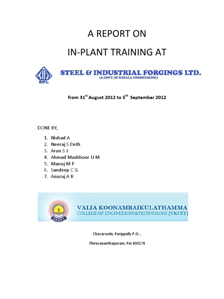 SIFL Training Report | PDF | Annealing (Metallurgy) | Forging