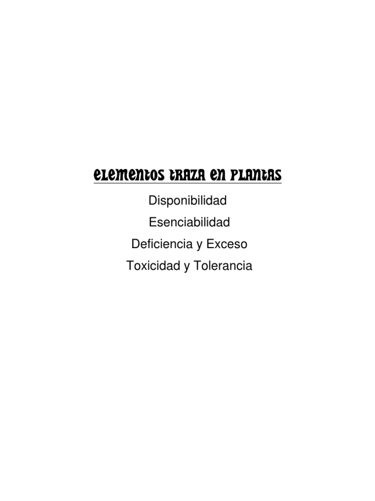 Elementos traza en plantas: funciones y efectos | PDF | Metabolismo ...