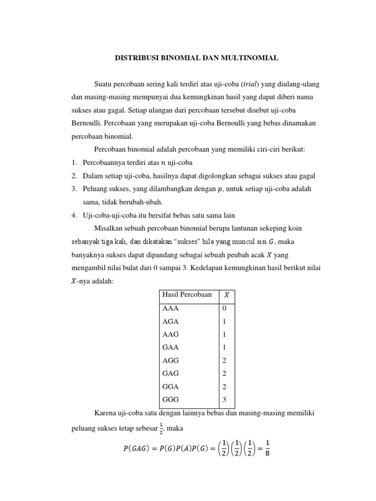 Distribusi Binomial Dan Multinomial | PDF