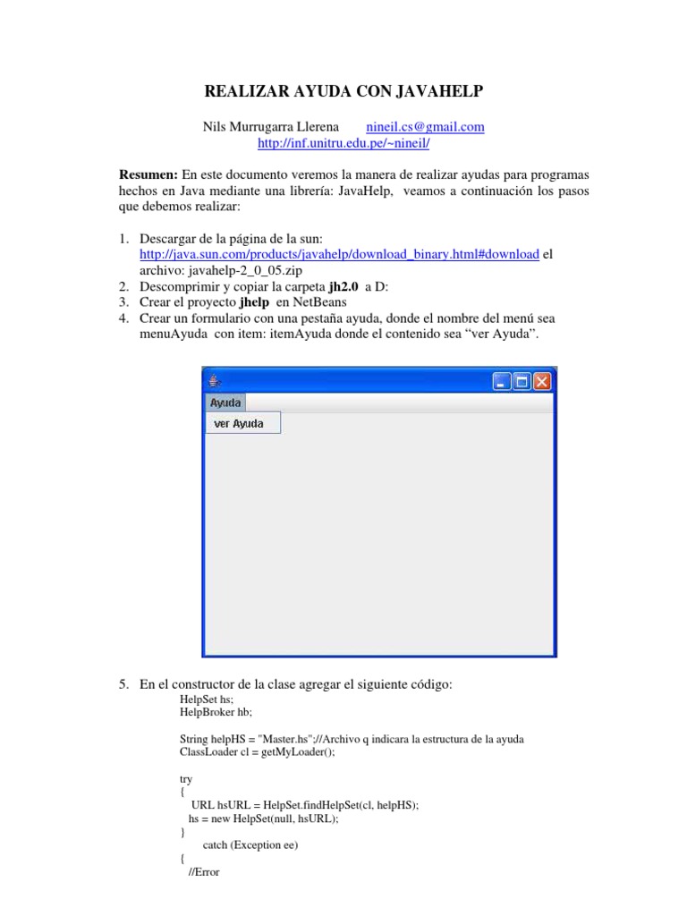 ConexJava JavaHelp | PDF