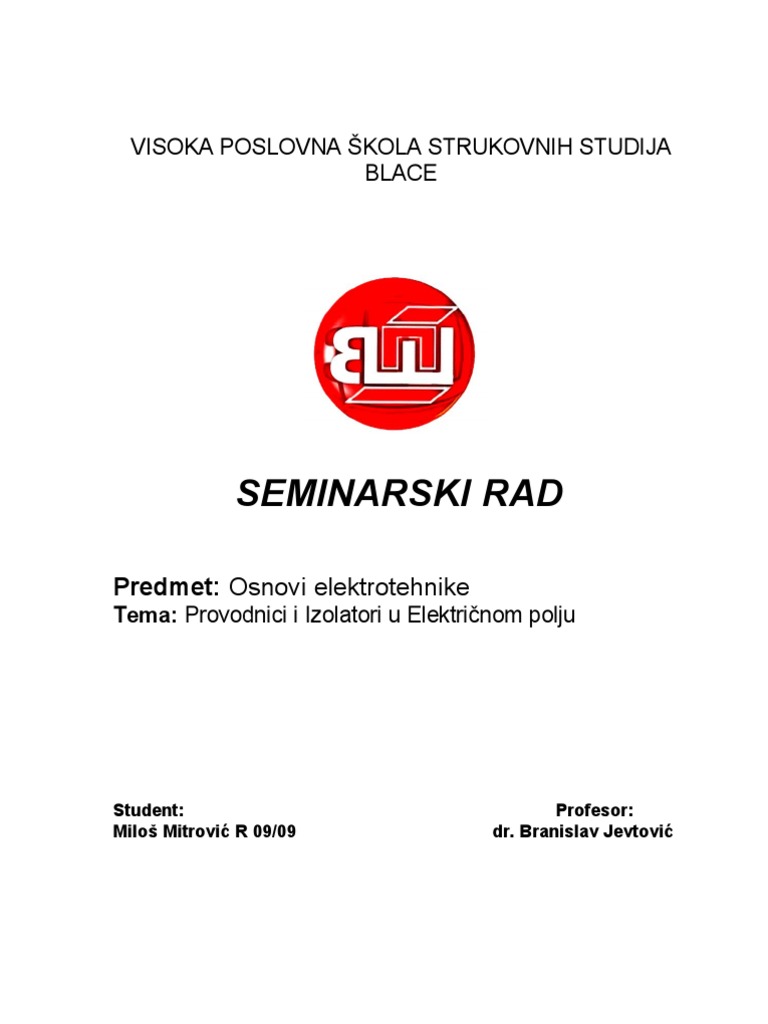Provodnici I Izolatori U Električnom Polju | PDF
