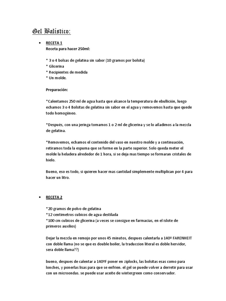 Gel Balístico | PDF | Cocina, comidas y vino | Relaciones personales ...