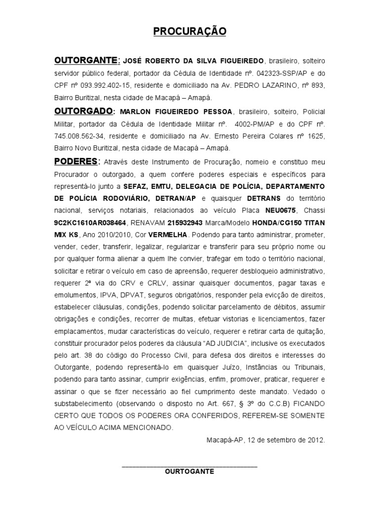Procuração Veículo