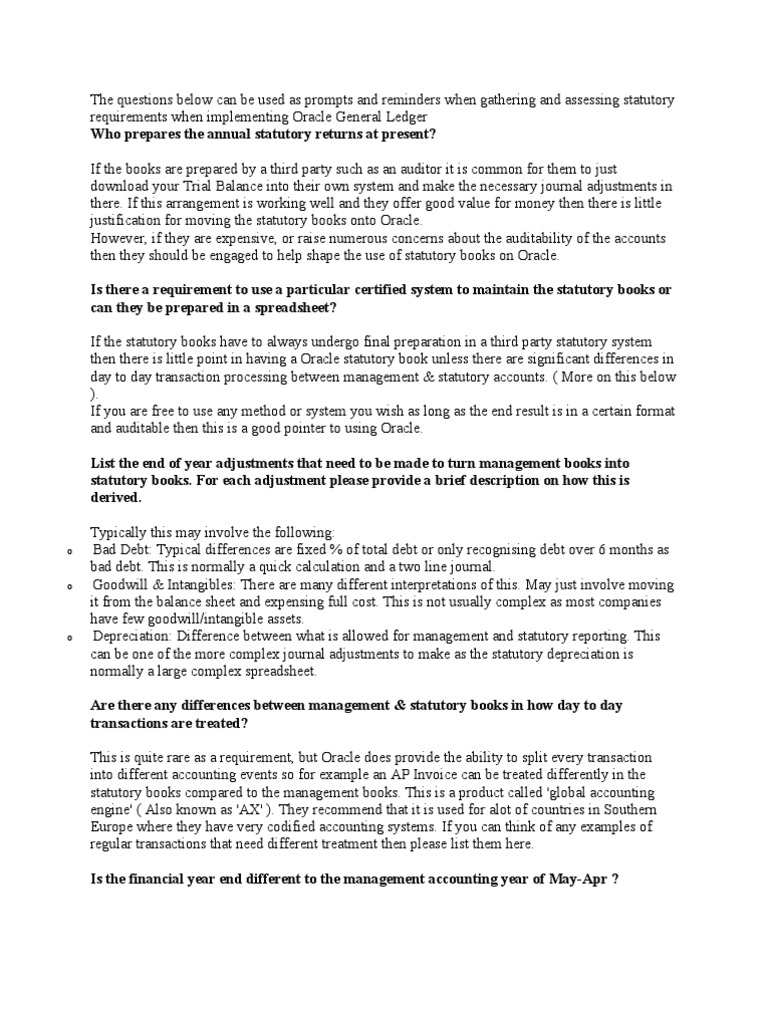 GL Requirement Questionnaire | PDF | Goodwill (Accounting) | Depreciation