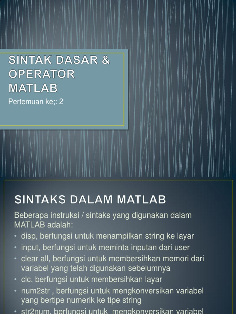 3.sintak Dasar Operator Matlab | PDF