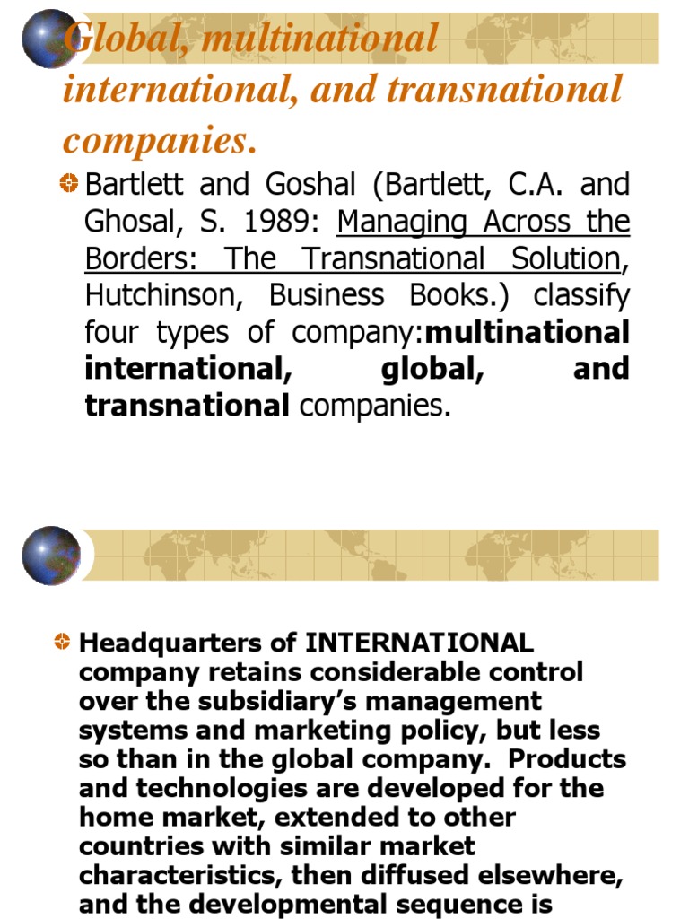 Global, Multinational International, And Transnational Companies ...