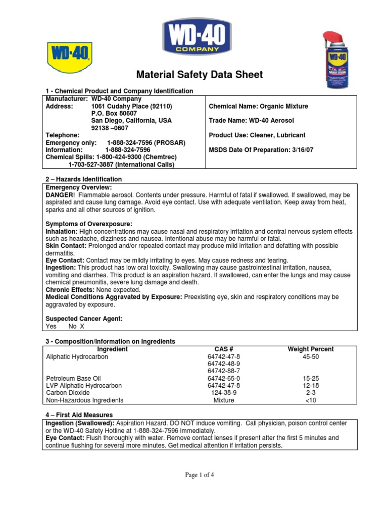 WD40 | PDF | Firefighting | Water