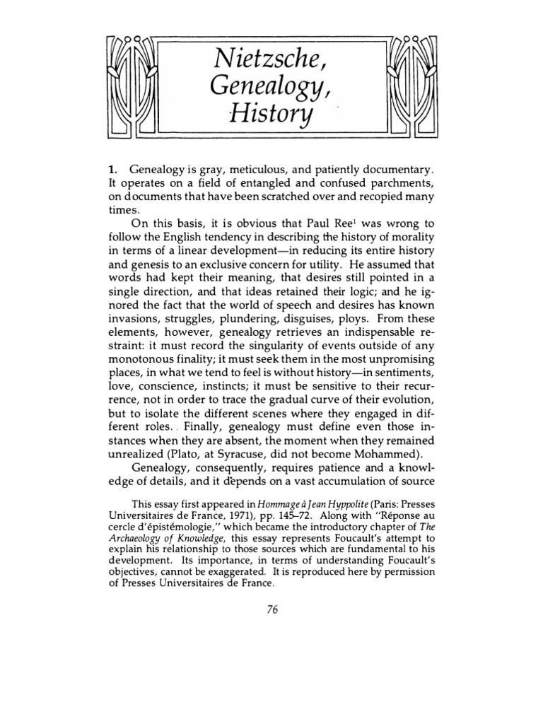 Foucault - Nietzsche Genealogy History | PDF | Foreign Language Studies