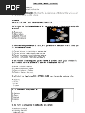 Prueba Del Sistema Solar Teachervision