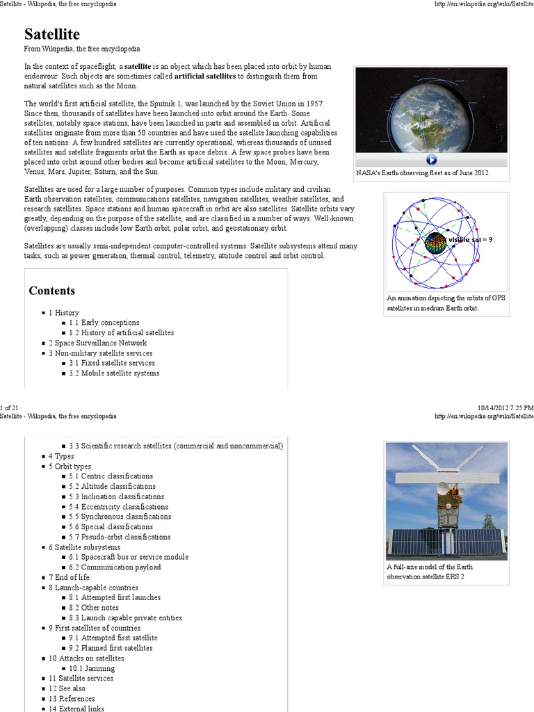 Satellite - Wikipedia, The Free Encyclopedia | PDF | Satellite ...